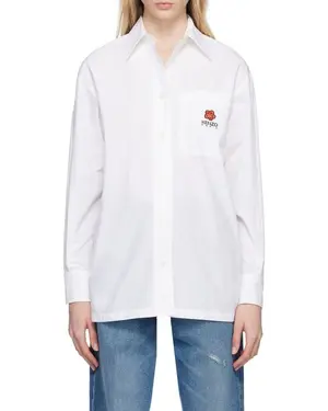 Kenzo Boke Flower Embroidered Oversized Shirt