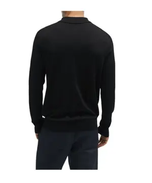 Hugo Boss Collarless Virgin Wool-blend Top - Black