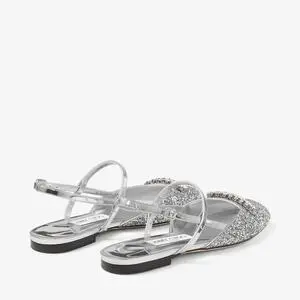 JIMMY CHOO Belinda Glitter Embellished Slingback Sandals - Silver
