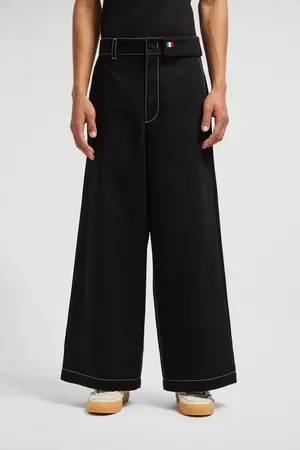 Moncler X Palm Angels Wide-leg Trousers With Logo Patch