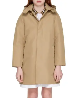 Burberry Hooded Trench Coat With Check Lining - Brown