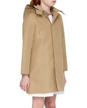 Burberry Hooded Trench Coat With Check Lining - Brown