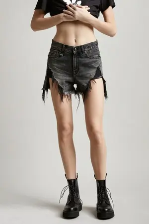 R13 Distressed High-waist Denim Hot Pants
