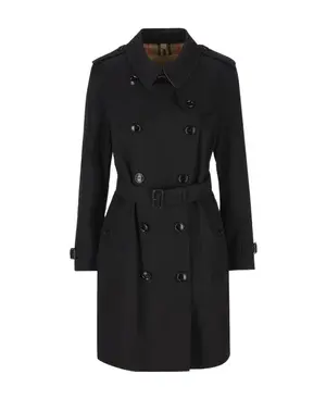 Burberry Double Breasted Belted Trench Coat - Black