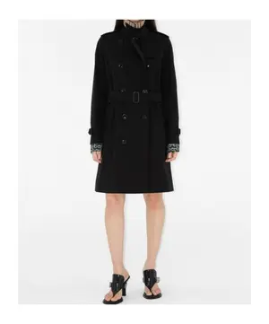 Burberry Double Breasted Belted Trench Coat - Black