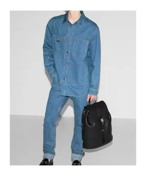 Gucci Collared Long-sleeve Denim Shirt