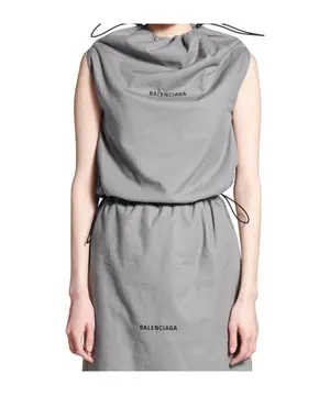 Balenciaga Cotton Poplin Sleeveless Drawstring Dress