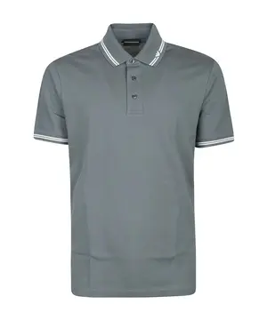 Emporio Armani Piped Collar Piqué Polo Shirt