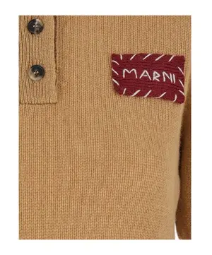 Marni Cashmere Short Sleeve Polo Jumper With Appliqu