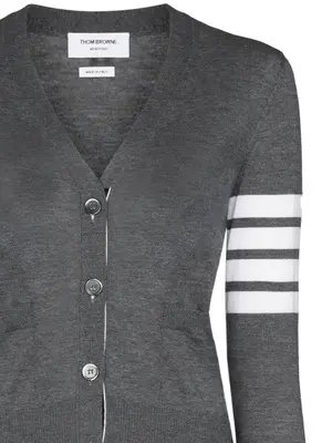 Thom Browne 4-bar V-neck Cardigan - Medium Grey