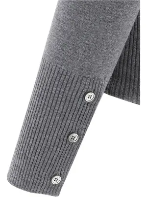 Thom Browne 4-bar V-neck Cardigan - Medium Grey