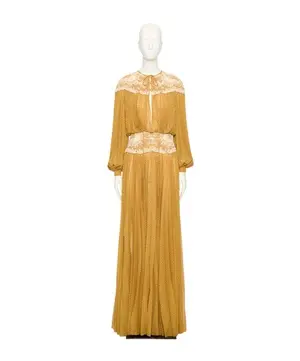 Valentino Garavani Long Sleeve Lace-up Dress - Brown