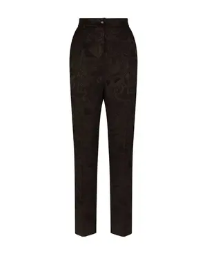 Dolce & Gabbana Floral Appliqué Tapered Trousers - Black