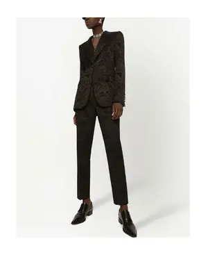 Dolce & Gabbana Floral Appliqué Tapered Trousers - Black