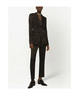 Dolce & Gabbana Floral Appliqué Tapered Trousers - Black