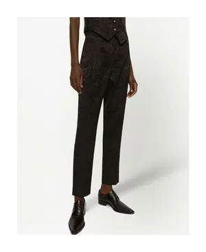 Dolce & Gabbana Floral Appliqué Tapered Trousers - Black