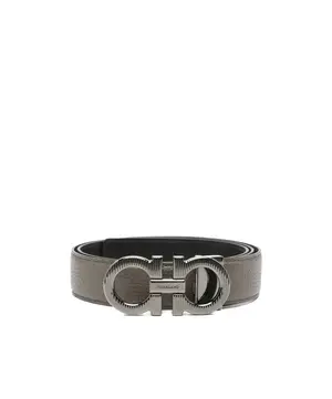 FERRAGAMO Gancini Buckle Belt - Gray