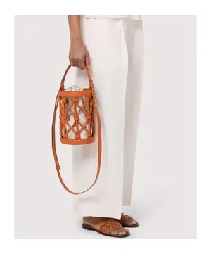 COCCINELLE Woven Bucket Bag With Drawstring Pouch