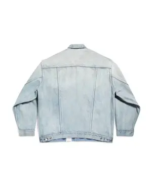 Balenciaga Distressed Denim Jacket With Carved Elastic Buttons