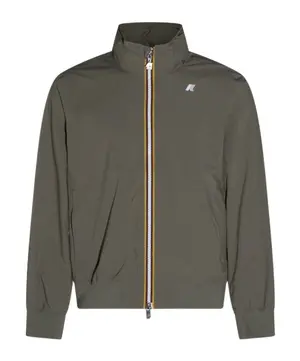 K-WAY Striped Zip Stand-collar Jacket - Black