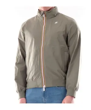 K-WAY Striped Zip Stand-collar Jacket - Black