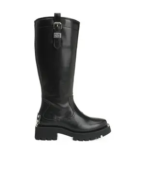 GANNI High Boots In Oleatex With Side Zip Detail - Black