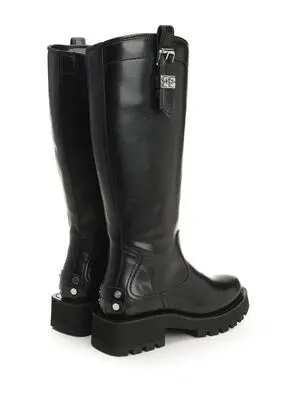 GANNI High Boots In Oleatex With Side Zip Detail - Black