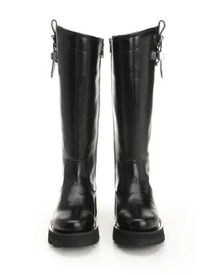GANNI High Boots In Oleatex With Side Zip Detail - Black