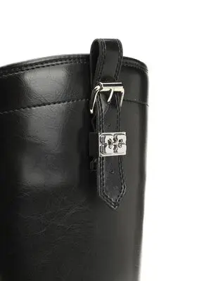 GANNI High Boots In Oleatex With Side Zip Detail - Black