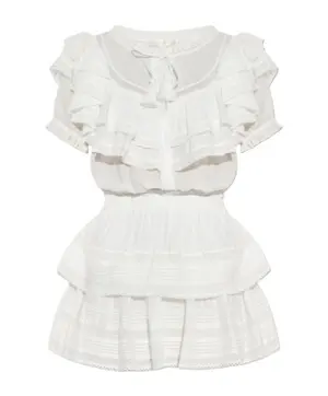 LoveShackFancy Liv Ruffled Mini Dress - White