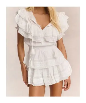 LoveShackFancy Liv Ruffled Mini Dress
