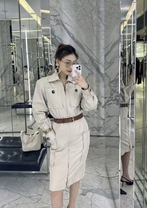 Saint Laurent Saharienne Belted Dress