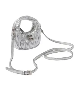 Miu Miu Wander Matelassé Nappa Leather Micro Hobo Bag