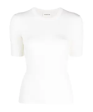 P.a.r.o.s.h Ribbed Short-sleeved Sweater - White