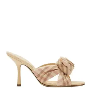 Burberry Burberry Checked Rose Detail Mules Teacup