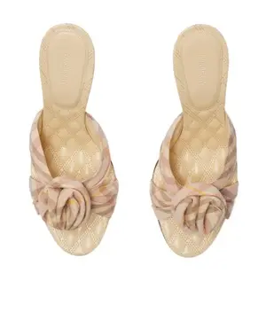 Burberry Checked Rose Detail Mules - Teacup