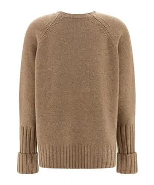 Tory Burch Crewneck Knitted Jumper With Embroidered Side Slits