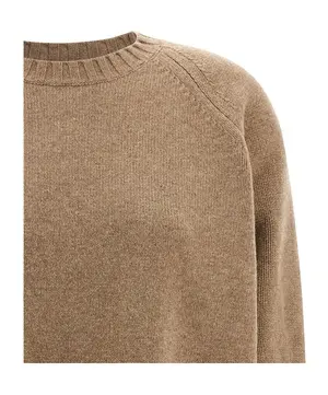 Tory Burch Crewneck Knitted Jumper With Embroidered Side Slits