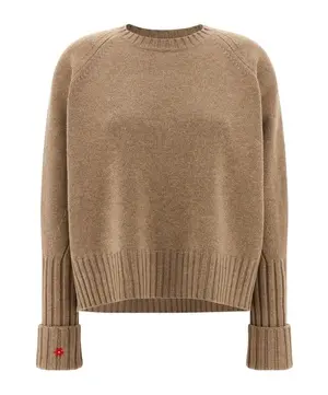Tory Burch Crewneck Knitted Jumper With Embroidered Side Slits - No