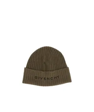 Givenchy Ribbed Logo Beanie - Brown