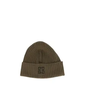 Givenchy Ribbed Logo Beanie - Brown