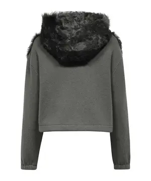 YVES SALOMON Curly Fur Hooded Jacket