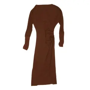 Max Mara Ruched Boat-neck Long Sleeve Dress - Brown