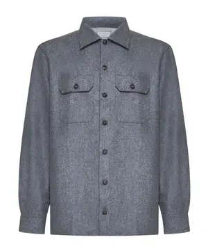 Brunello Cucinelli Long Sleeved Straight Hem Shirt - Gray