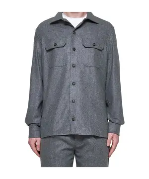 Brunello Cucinelli Long Sleeved Straight Hem Shirt - Gray