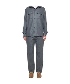Brunello Cucinelli Long Sleeved Straight Hem Shirt - Gray