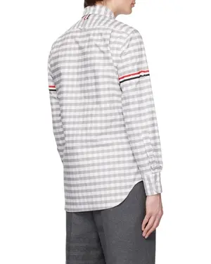 Thom Browne Rwb-striped Gingham Buttoned Shirt
