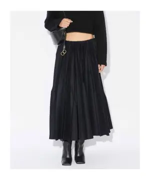 Alaïa Pleated Midi Skirt - Anthracite