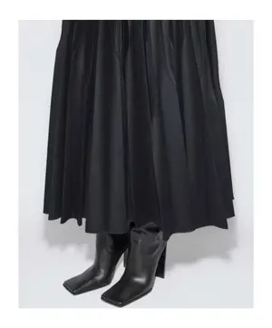 Alaïa Pleated Midi Skirt - Anthracite