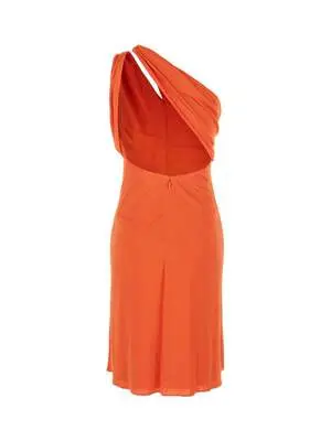 Versace One-shoulder Draped Dress With Open Back